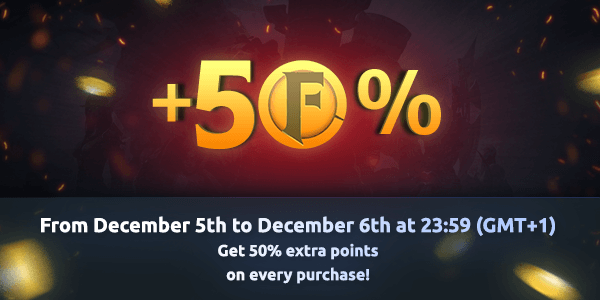 Promotion: 50% Extra Points